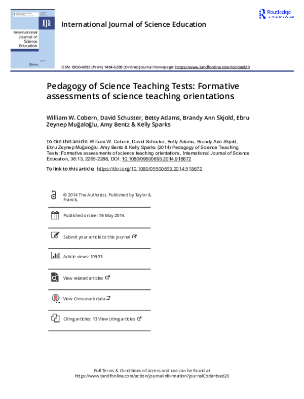 (PDF) Pedagogy of Science Teaching Tests: Formative assessments of ...