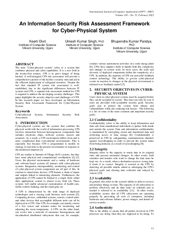 (PDF) An Information Security Risk Assessment Framework for Cyber ...
