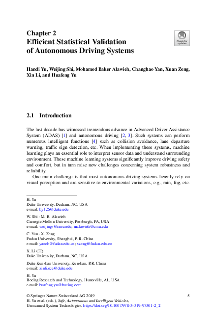 (PDF) Efficient Statistical Validation of Autonomous Driving Systems