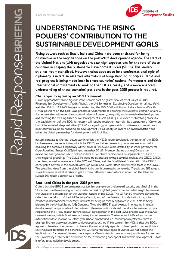 (PDF) Understanding the Rising Powers’ Contribution to the Sustainable ...