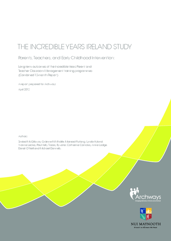 (PDF) THE INCREDIBLE YEARS IRELAND STUDY Parents , Teachers , and Early ...