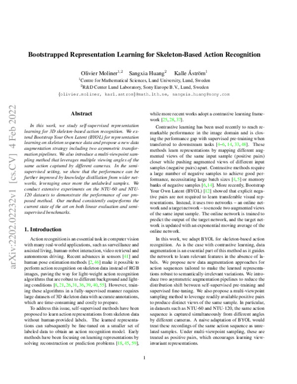 (PDF) Bootstrapped Representation Learning for Skeleton-Based Action Recognition