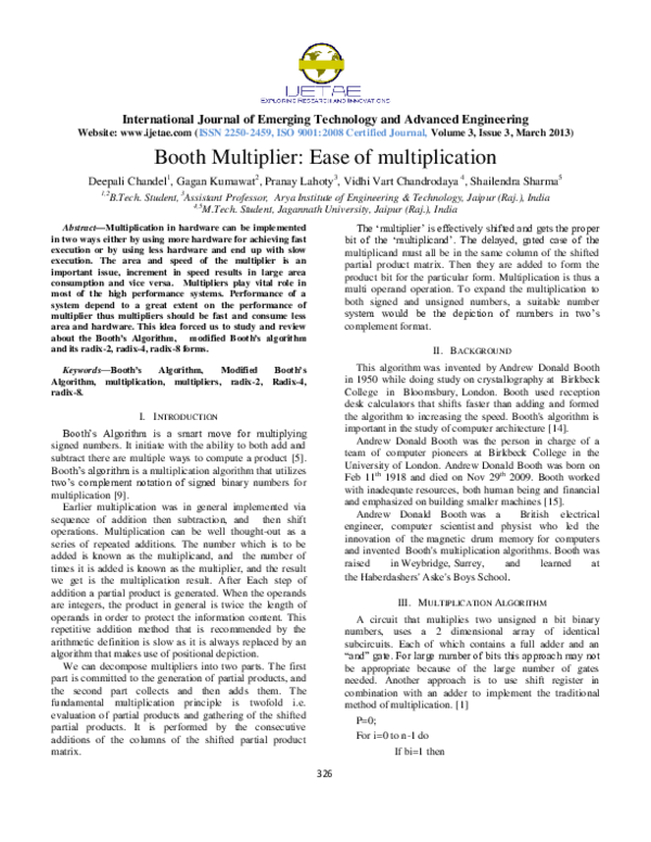 (PDF) Booth Multiplier: Ease of multiplication