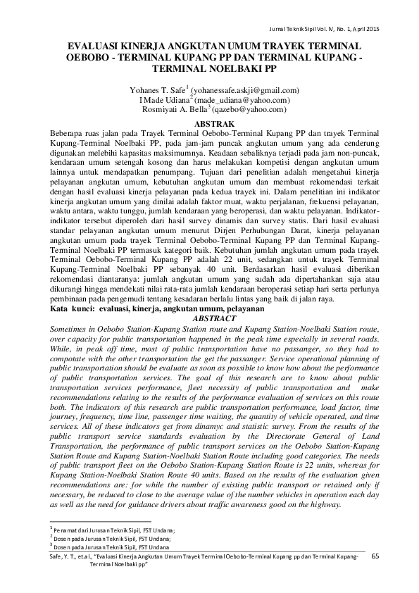 (PDF) Evaluasi Kinerja Angkutan Umum Trayek Terminal Oebobo - Terminal ...