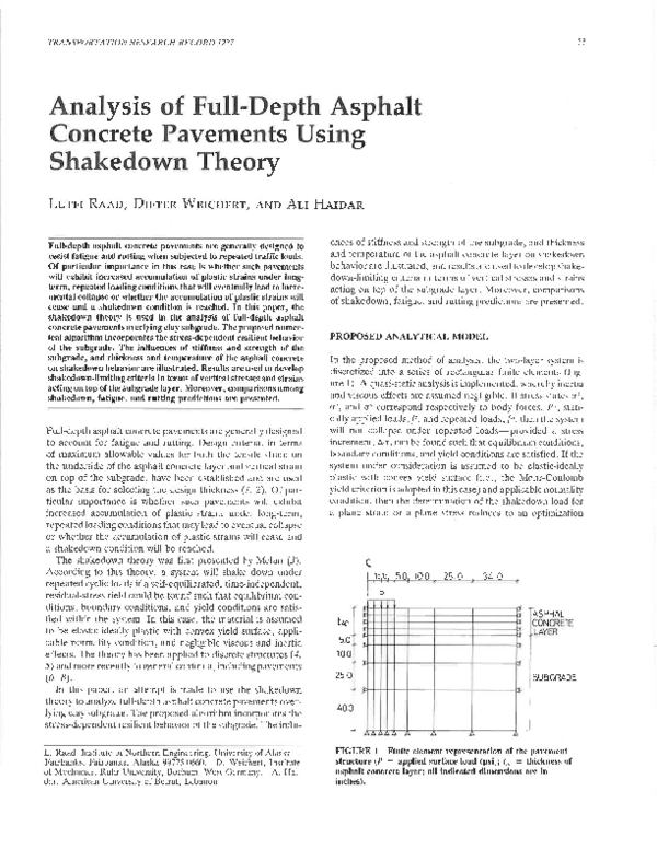 (PDF) Analysis of Full-Depth Asphalt Concrete Pavements Using Shakedown ...