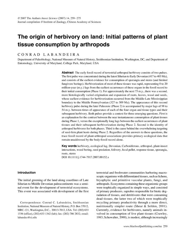 (PDF) The origin of herbivory on land: Initial patterns of plant tissue ...