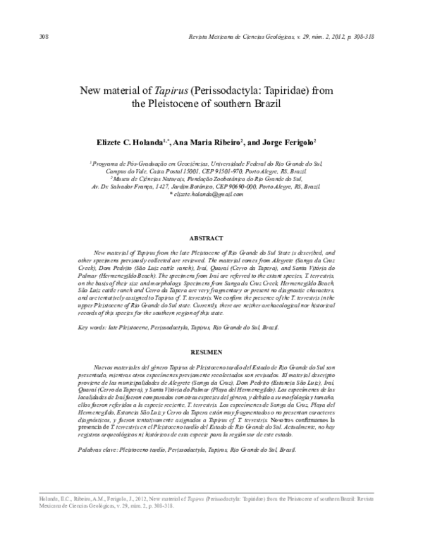 (PDF) New Tapirus species (Mammalia: Perissodactyla: Tapiridae) from ...
