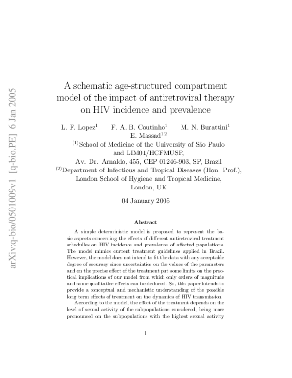 (PDF) A schematic age-structured compartment model of the impact of antiretroviral therapy on ...