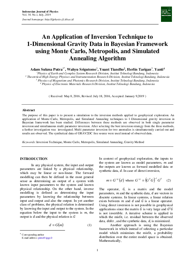 (PDF) An Application of Inversion Technique to 1-Dimensional Gravity ...