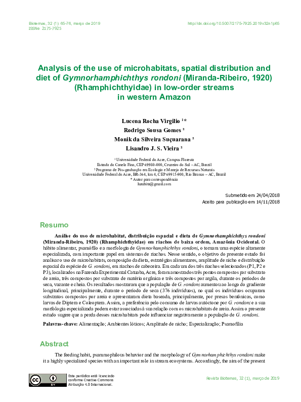 (PDF) Análise do uso de microhabitat, distribuição espacial e dieta de ...