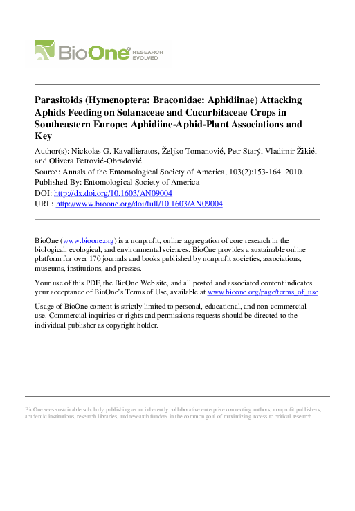 (PDF) Parasitoids (Hymenoptera: Braconidae: Aphidiinae) Attacking ...