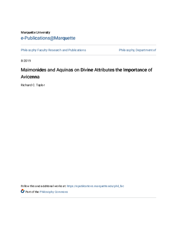 (PDF) Maimonides and Aquinas on Divine Attributes the Importance of ...