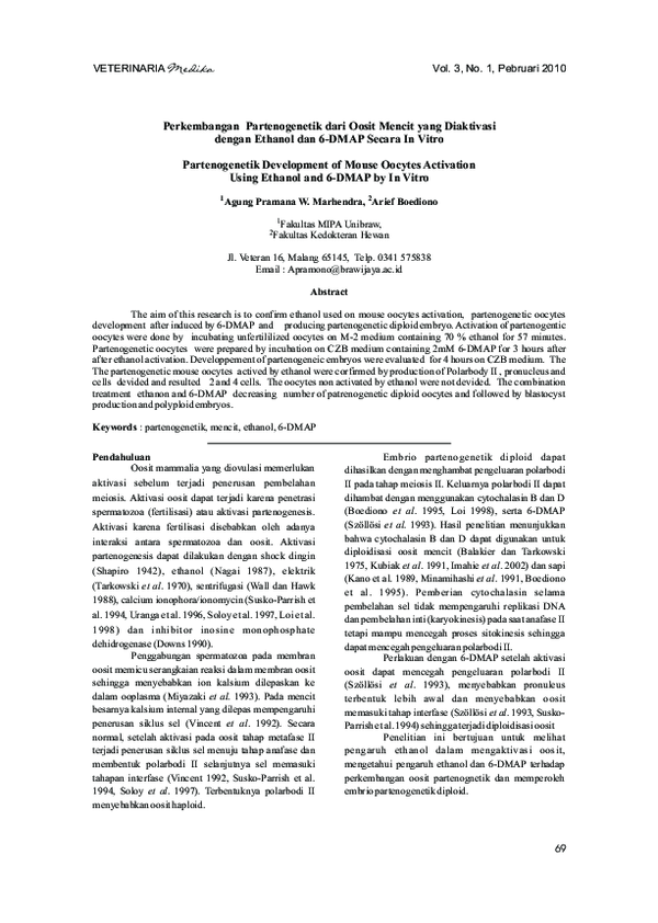 (PDF) Partenogenetik Development of Mouse Oocytes Activation Using ...