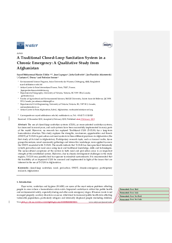 (PDF) A Traditional Closed-Loop Sanitation System in a Chronic ...