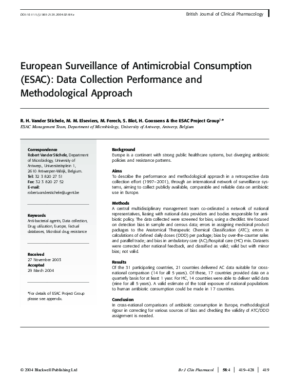 (PDF) European Surveillance of Antimicrobial Consumption (ESAC): Data ...