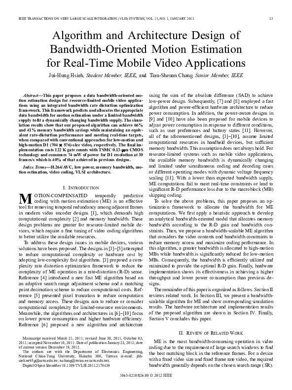 Pdf Algorithm And Architecture Design Of Bandwidth Oriented Motion