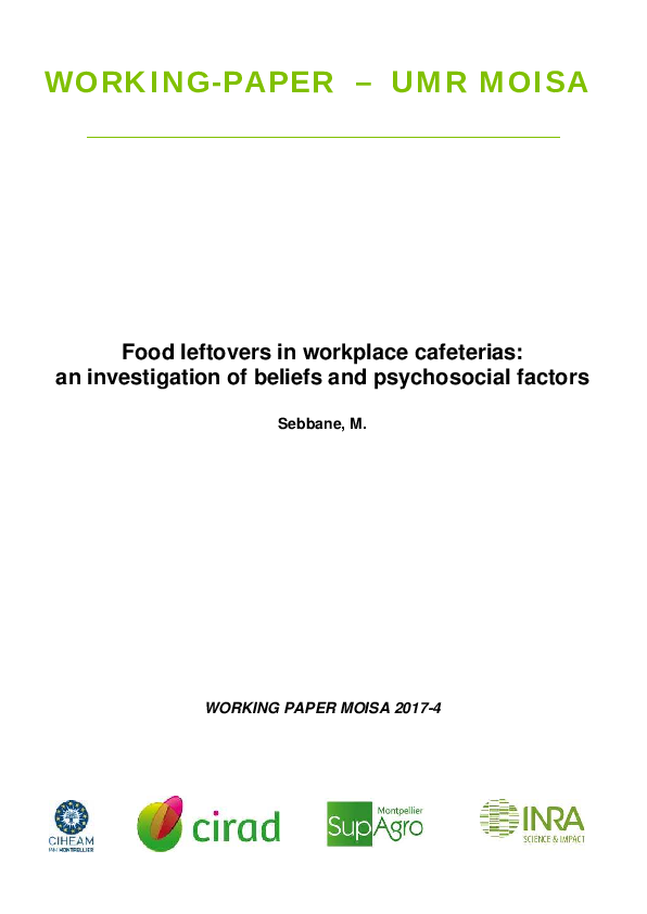 (PDF) Food leftovers in workplace cafeterias: an investigation of ...