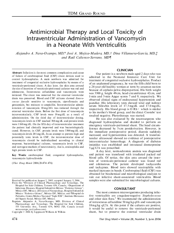 (PDF) Antimicrobial Therapy and Local Toxicity of Intraventricular ...
