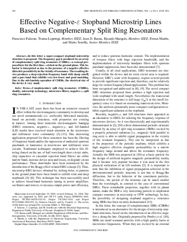 (PDF) Effective negative-/spl epsiv/ stopband microstrip lines based on ...
