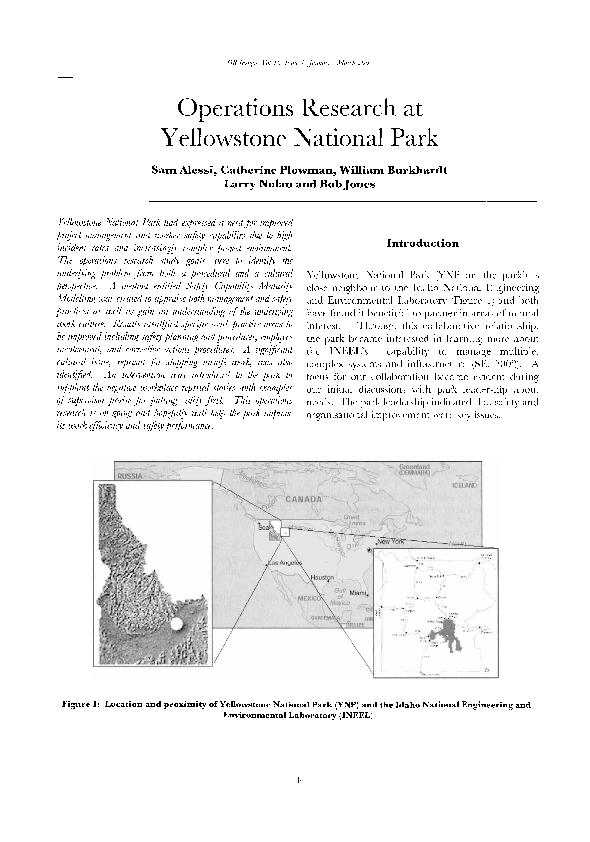 (PDF) Operations Research at Yellowstone National Park