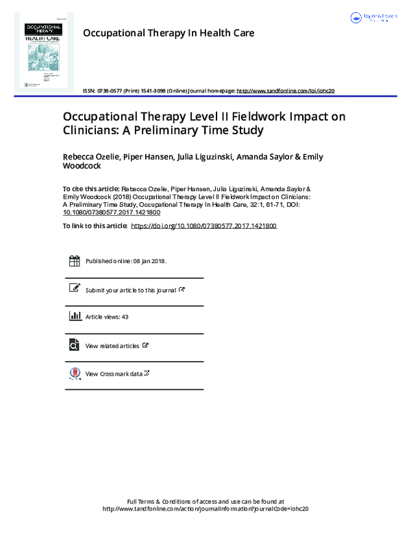(PDF) Occupational Therapy Level II Fieldwork Impact on Clinicians: A ...