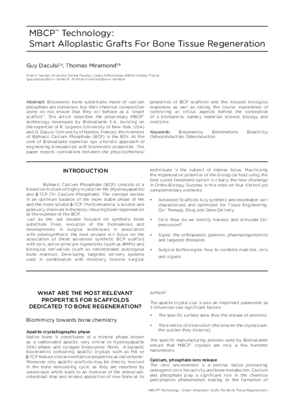 (PDF) MBCPTM Technology: Smart Alloplastic Grafts For Bone Tissue ...