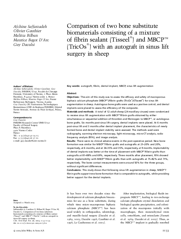 (PDF) Comparison of two bone substitute biomaterials consisting of a ...