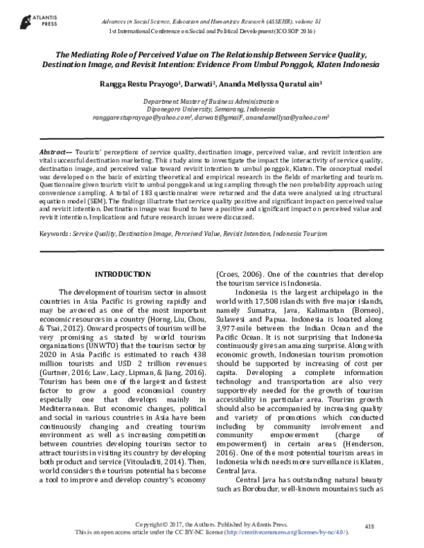 (PDF) The Mediating Role of Perceived Value on The Relationship Between ...