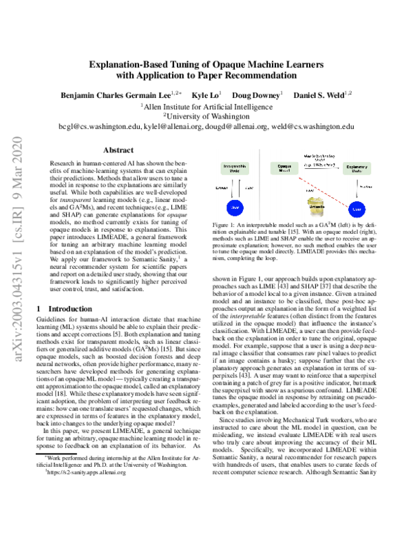 (PDF) Explanation-Based Tuning of Opaque Machine Learners with ...