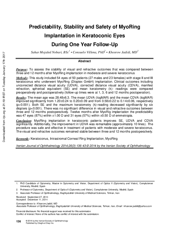 (PDF) Predictability, Stability and Safety of MyoRing Implantation in ...