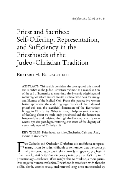(PDF) Priest and Sacrifice: Self-Offering, Representation, and ...