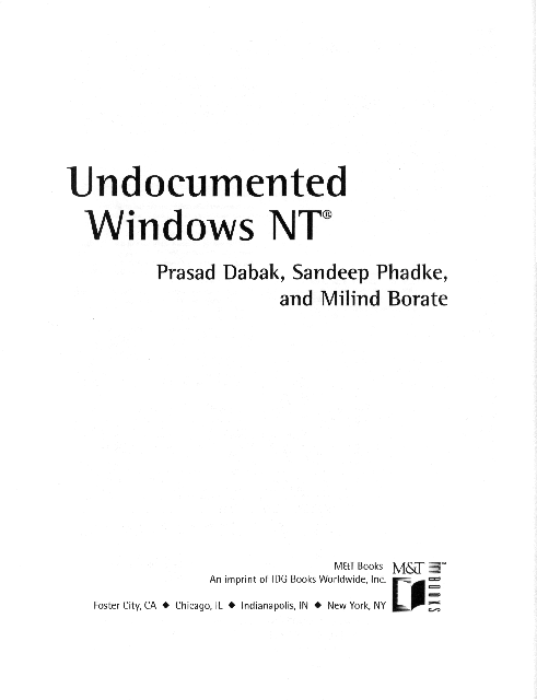 Pdf Undocumented Windows Nt 