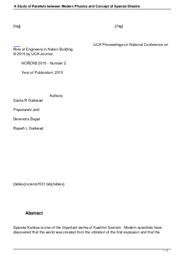(PDF) A Study of Parallels between Modern Physics and Concept of Spanda ...
