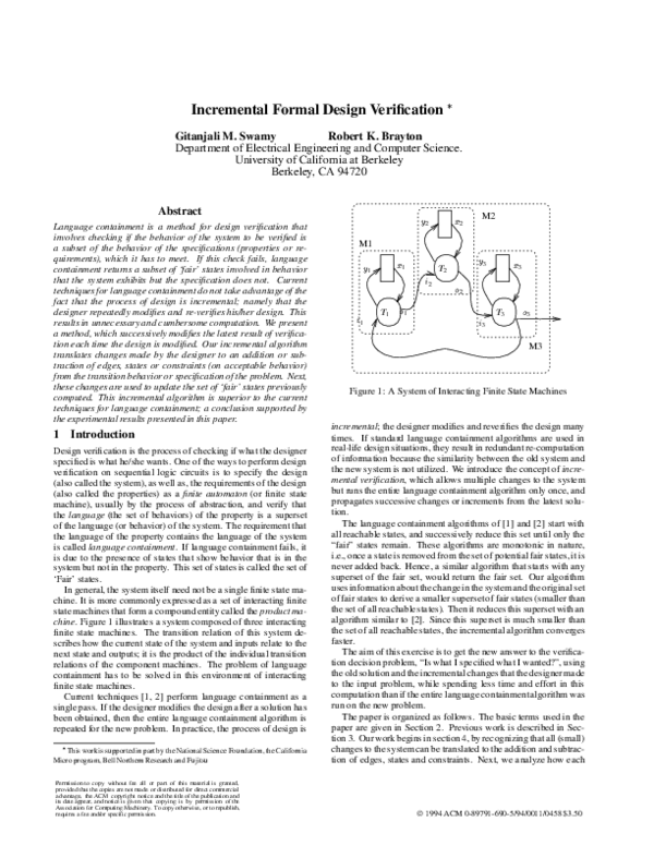 (PDF) Incremental Formal Design Verification
