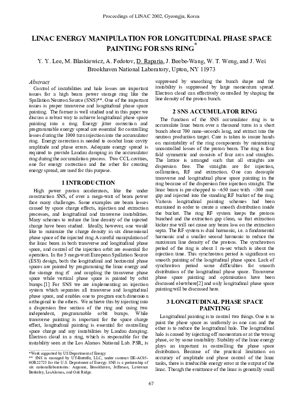 (PDF) Linac Energy Manipulation for Longitudinal Phase Space Painting ...