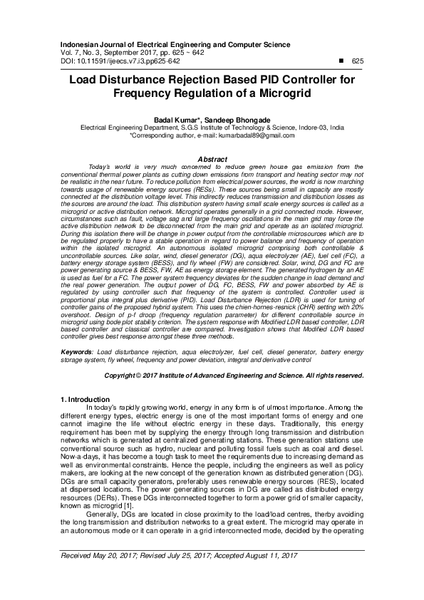 (PDF) Load Disturbance Rejection based PID controller for frequency ...