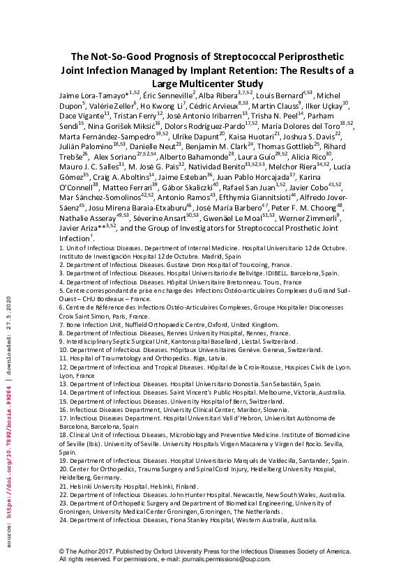 (PDF) Streptococcal PJI: DAIR Prognosis Findings