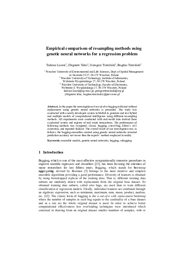 (PDF) Empirical Comparison of Resampling Methods Using Genetic Fuzzy Systems for a Regression ...