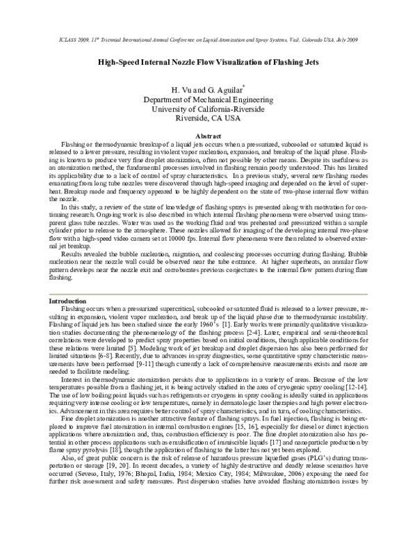 (PDF) High-speed internal nozzle flow visualization of flashing jets
