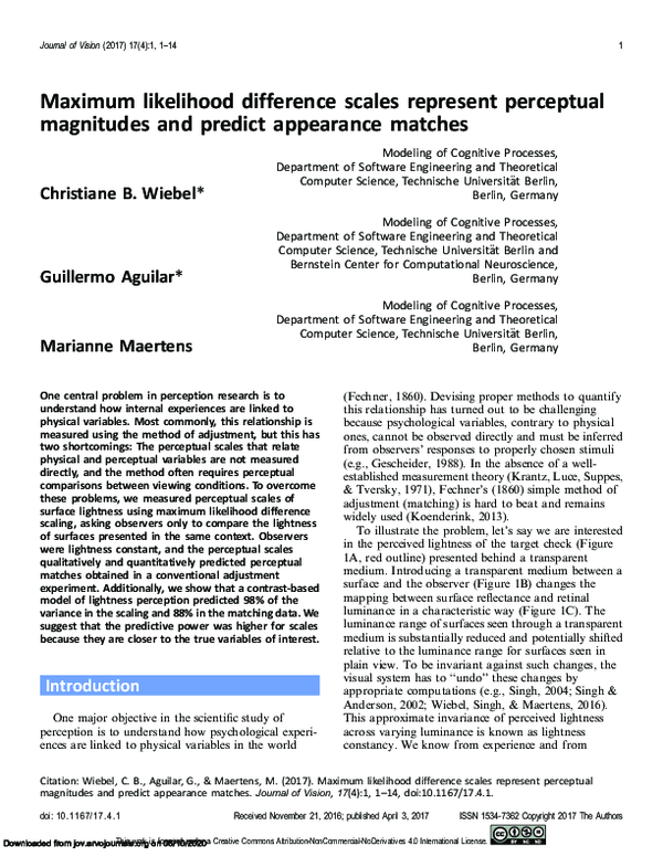 (PDF) Maximum likelihood difference scales represent perceptual magnitudes and predict ...