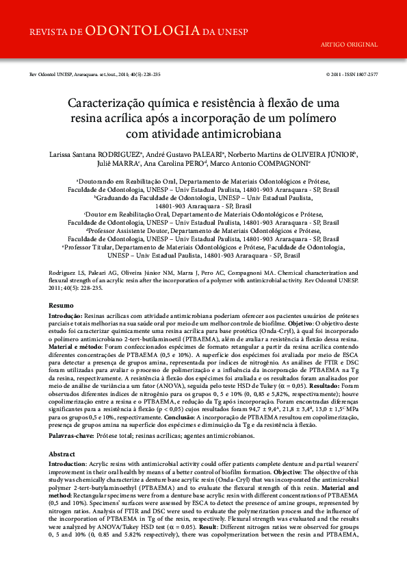 (PDF) Caracterização química e resistência à flexão de uma resina ...