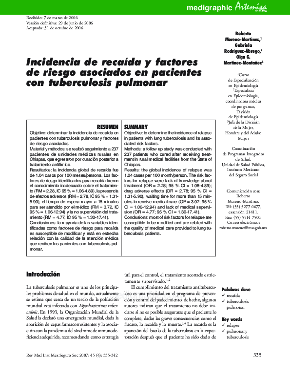 (PDF) Incidencia de recaída y factores de riesgo asociados en pacientes ...