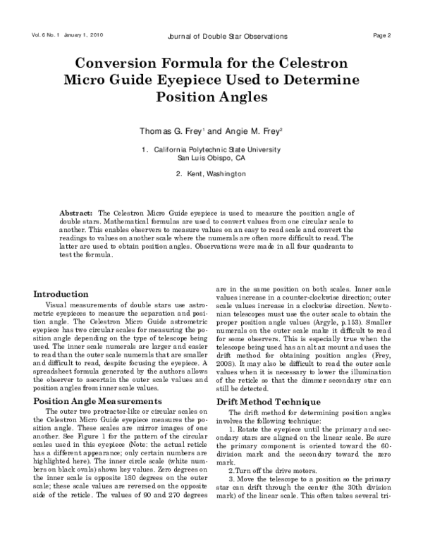 (PDF) Conversion Formula for the Celestron Micro Guide Eyepiece Used to ...