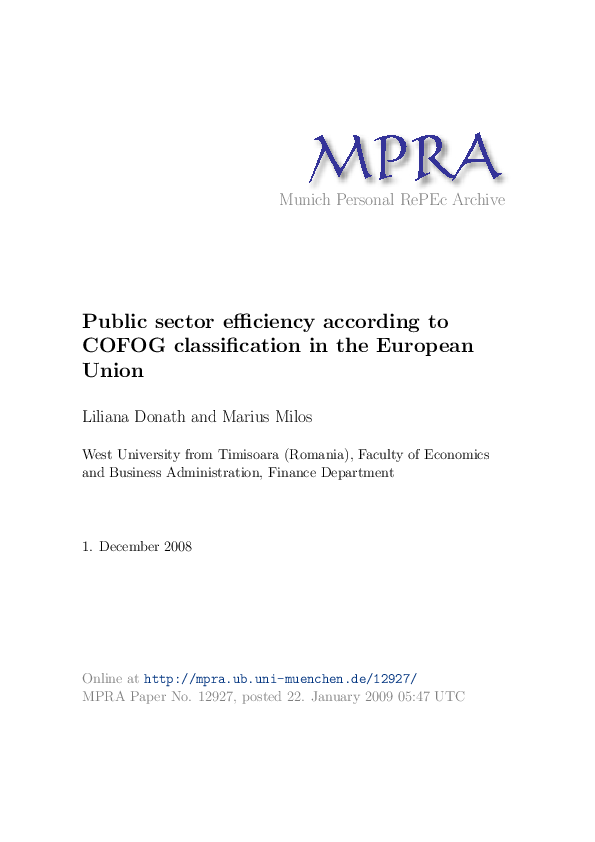 (PDF) Public sector efficiency according to COFOG classification in the ...