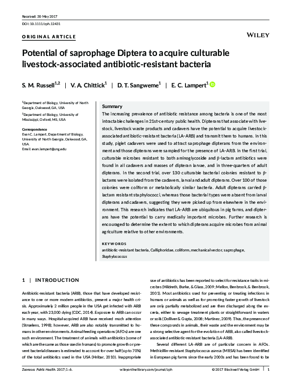 (PDF) Potential of saprophage Diptera to acquire culturable livestock ...