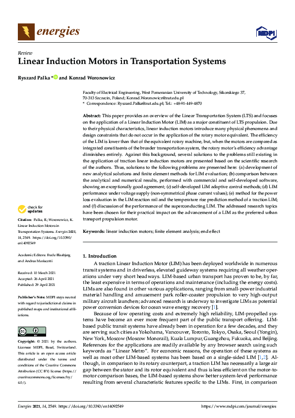 (PDF) Linear Induction Motors in Transportation Systems