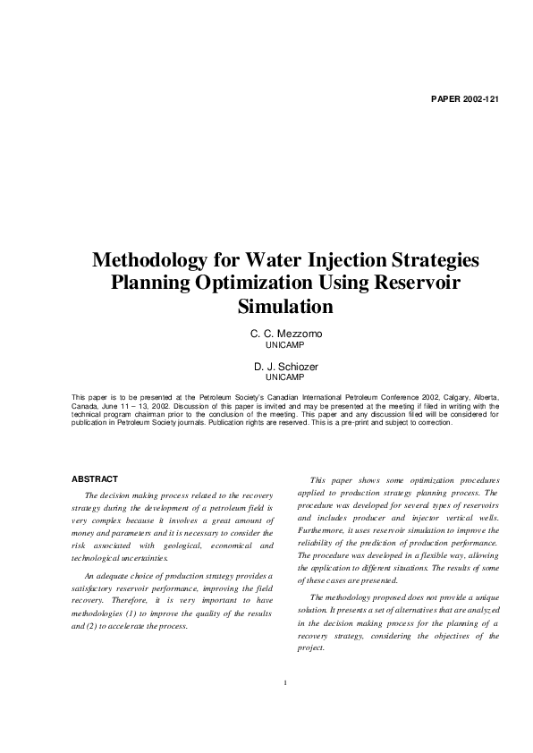 (PDF) Methodology for Water Injection Strategies Planning Optimization ...