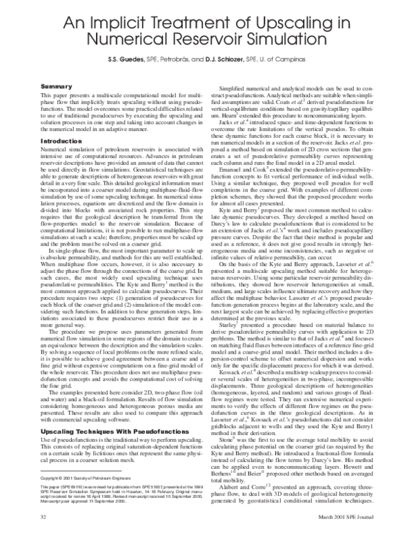 (PDF) An Implicit Treatment of Upscaling in Numerical Reservoir Simulation
