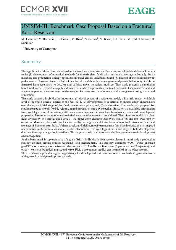 (PDF) UNISIM-III: Benchmark Case Proposal Based on a Fractured Karst ...