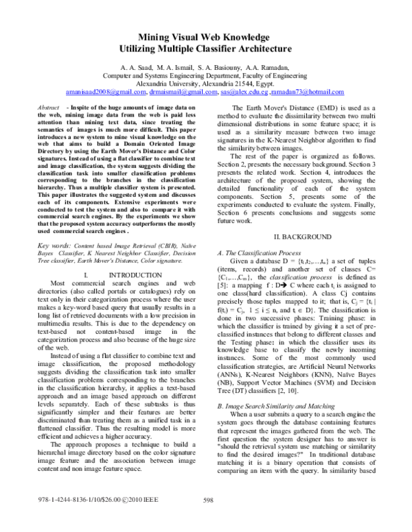 (PDF) Mining visual web knowledge utilizing multiple classifier architecture